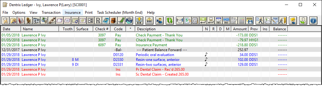 Viewing The Running Balance In The Ledger Dentrix